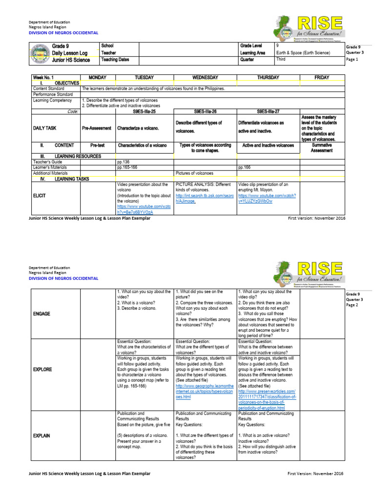 Grade 9, Quarter 3 | PDF | Volcano | Lava