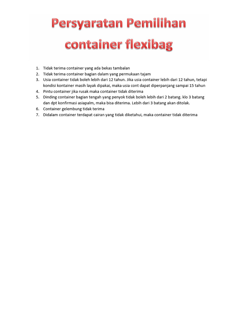 Syarat Pemilihan Container | PDF