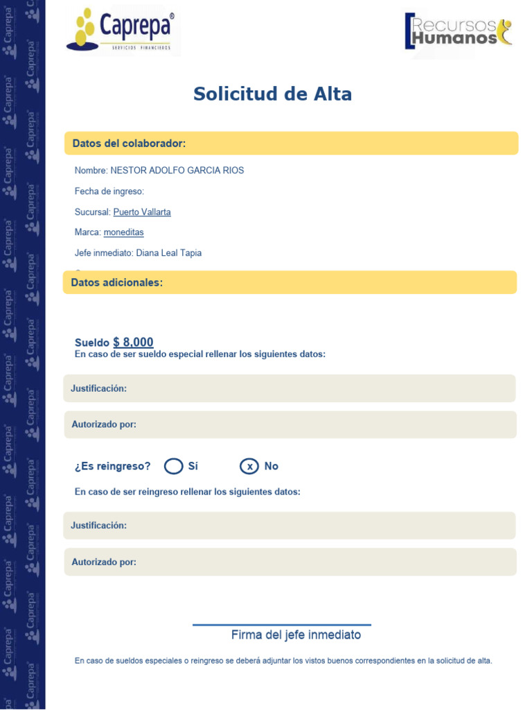 Solicitud de Alta | PDF