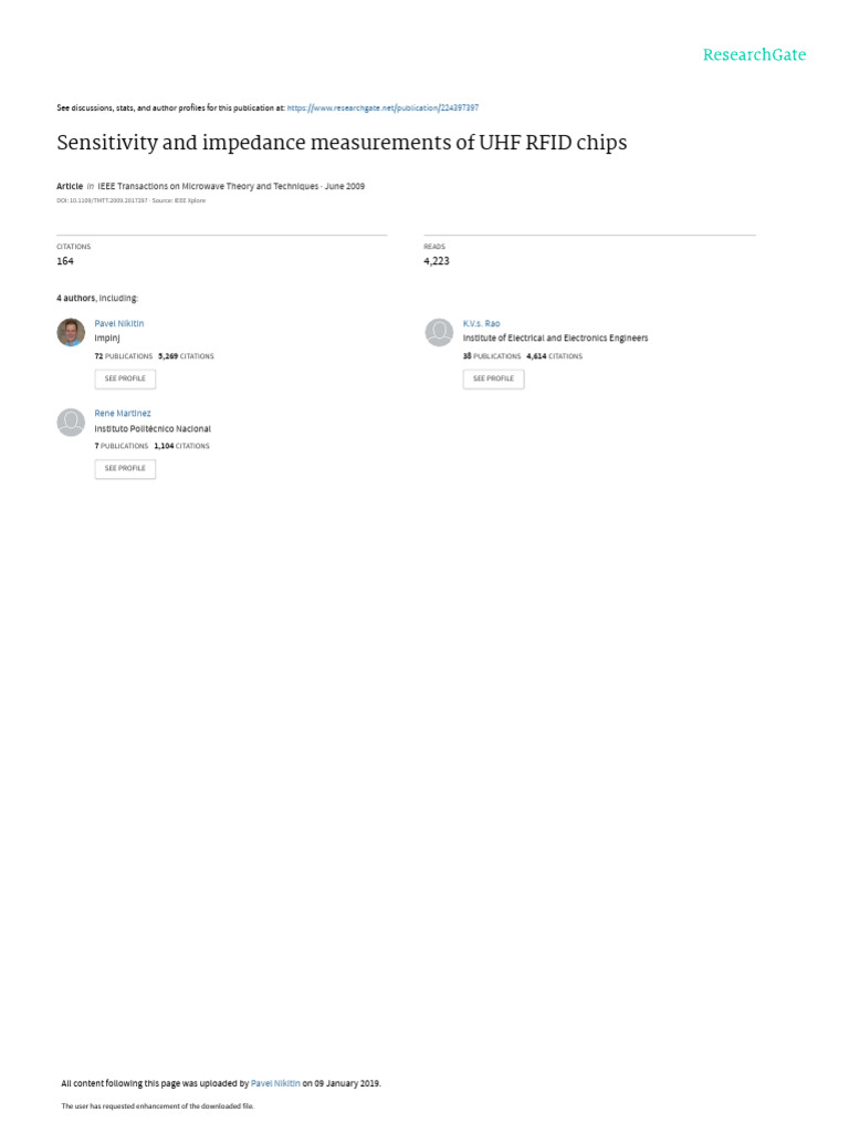 Sensitivity and Impedence Measurement of UHF RFID Chips | PDF | Radio ...