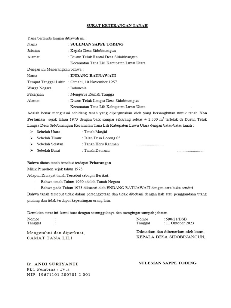 Surat Keterangan Tanah | PDF