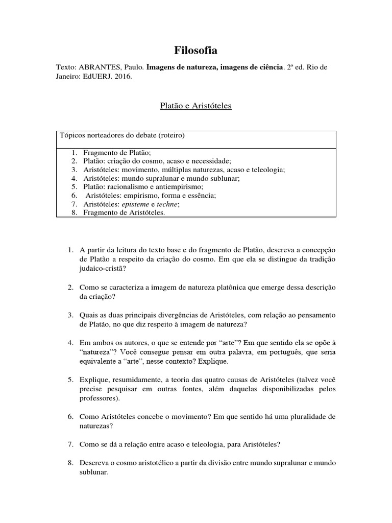Aristóteles: Mundo Sublunar e Teleologia | PDF | Filosofia