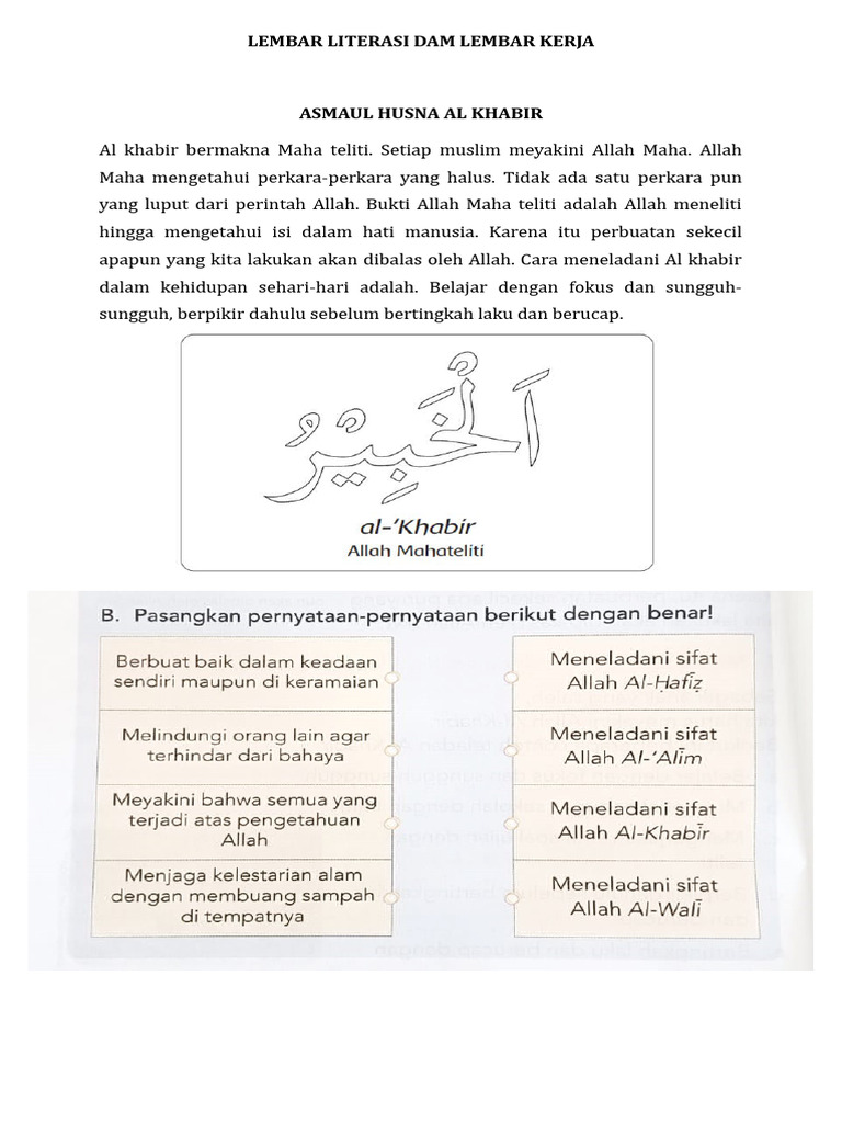LEMBAR LITERASI DAM LEMBAR KERJA | PDF