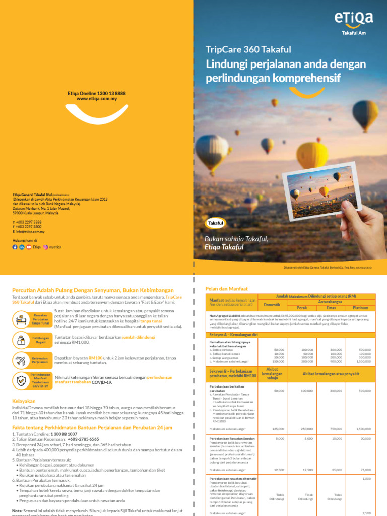 Perlindungan Takaful Perjalanan TripCare 360 | PDF