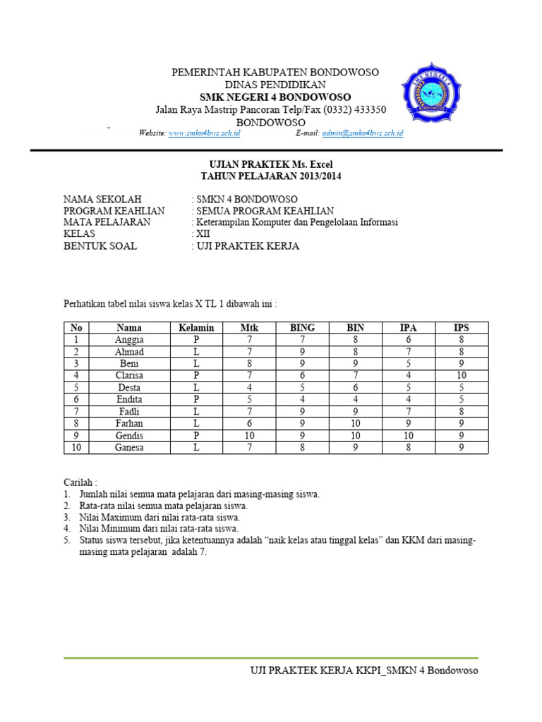 Soal Excel 1 | PDF
