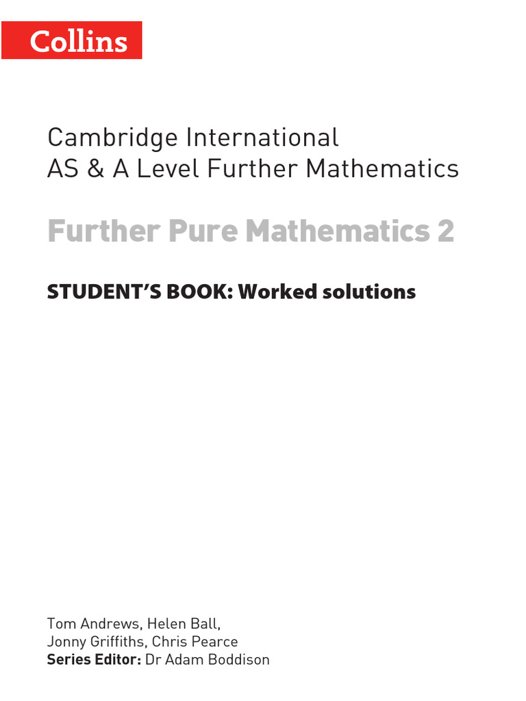 Collins - Cambridge - Further Pure Maths 2 - Worked Solutions | PDF