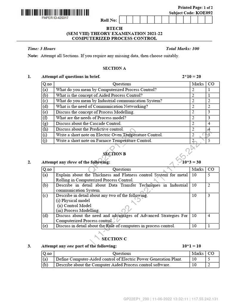 Computerized Process Control Exam Guide | PDF | Computer Science ...