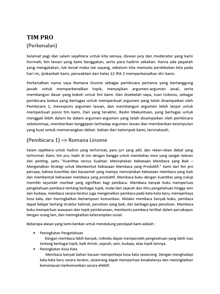 Materi Debat Bindo 12 IPA 2 | PDF