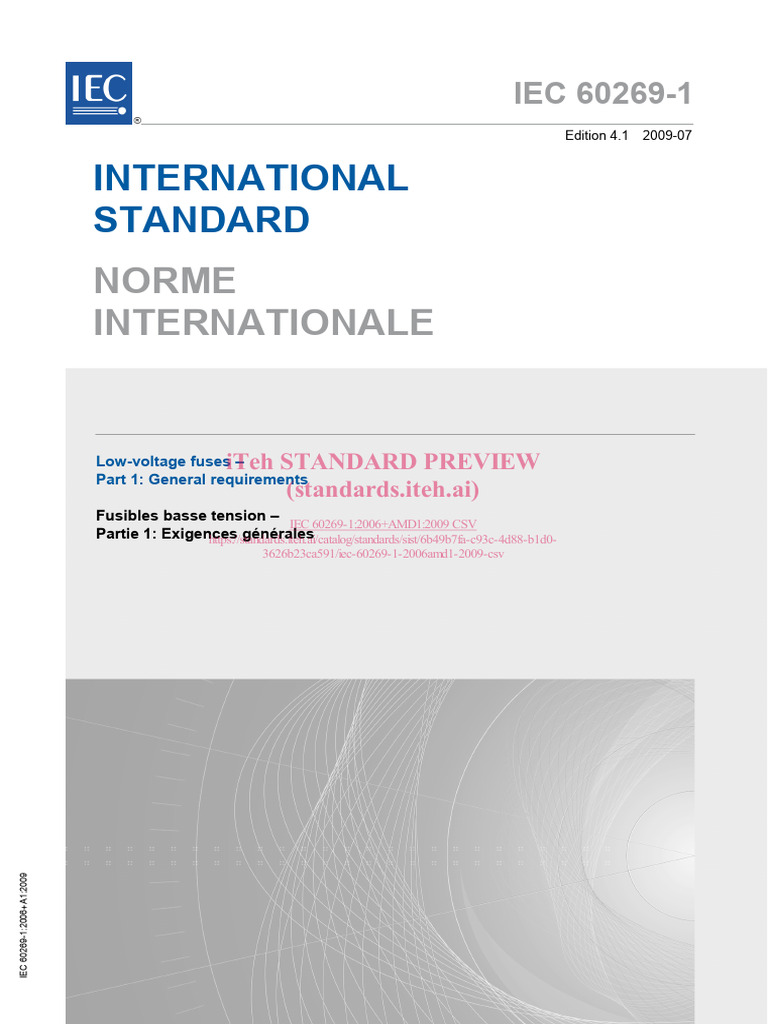 Iec 60269 1 2006 Amd1 2009 CSV | PDF | Fuse (Electrical ... Iec 60269 1 2006 Amd1 2009 CSV | PDF | Fuse (Electrical ...