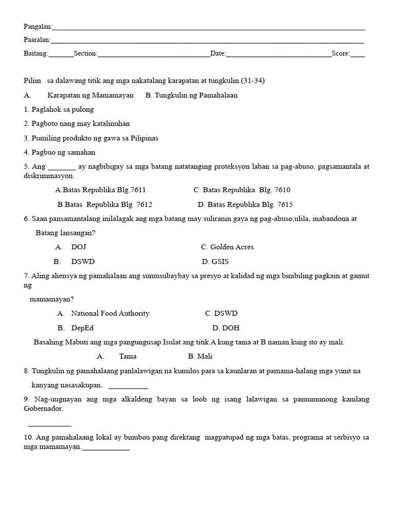Aralpan Q3 Reviewer | PDF
