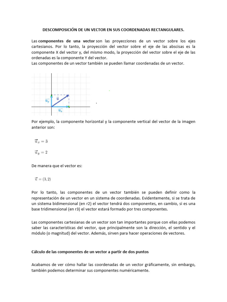 Descomposición de Un Vector en Sus Componentes Rectangulares | PDF ...
