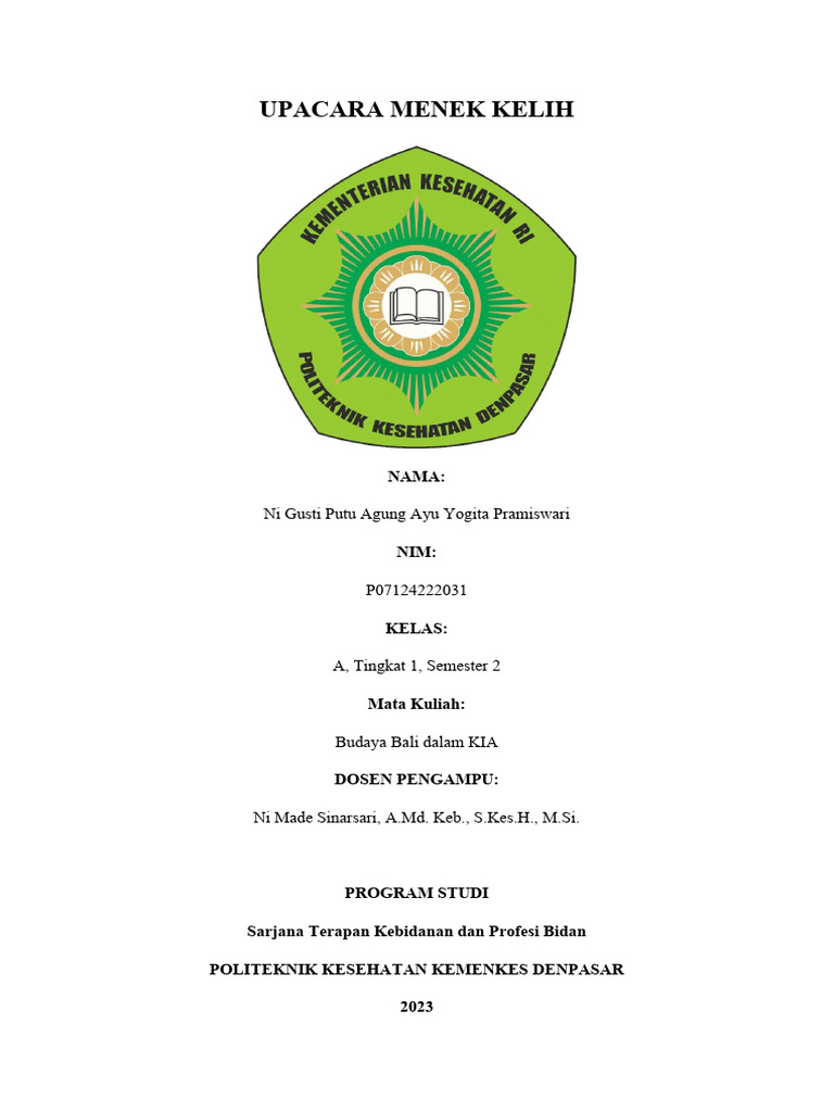 Budaya Bali (Menek Kelih) | PDF | Pengembangan Diri | Kesehatan Holistik