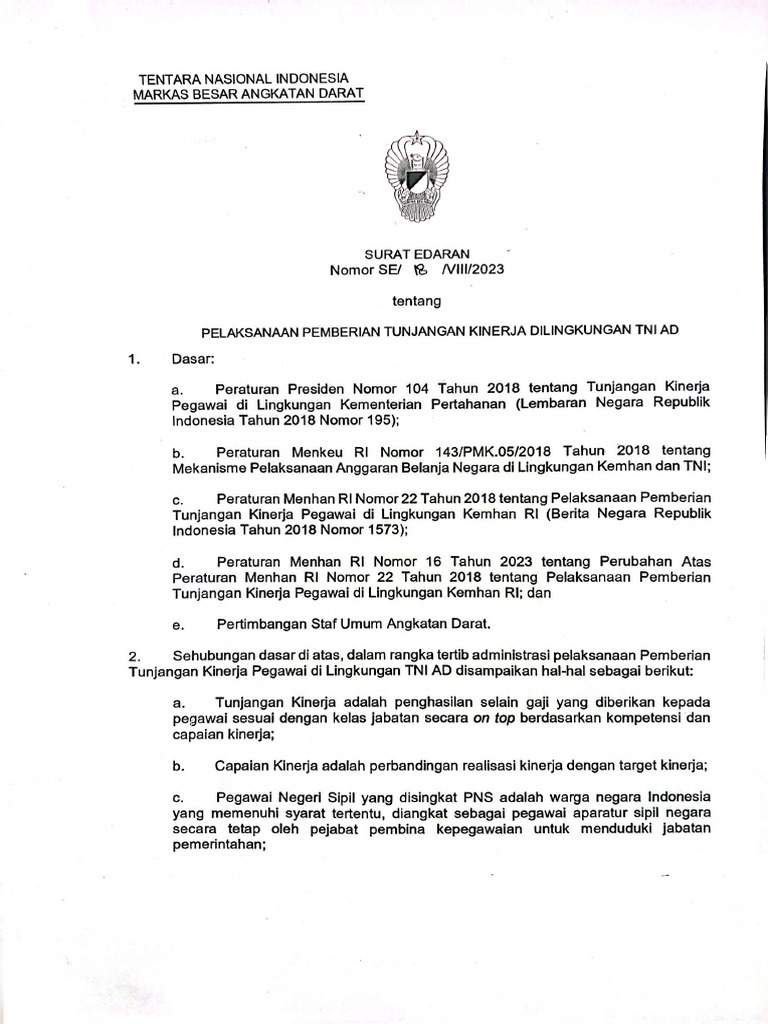 SE Tunkin Di Lingkungan TNI AD | PDF