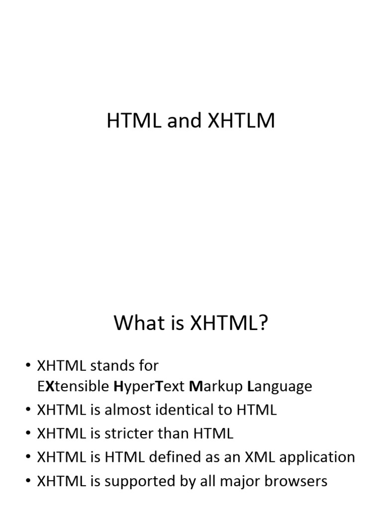 Lecture 8 HTML and XHTLM | PDF | Html | Xhtml