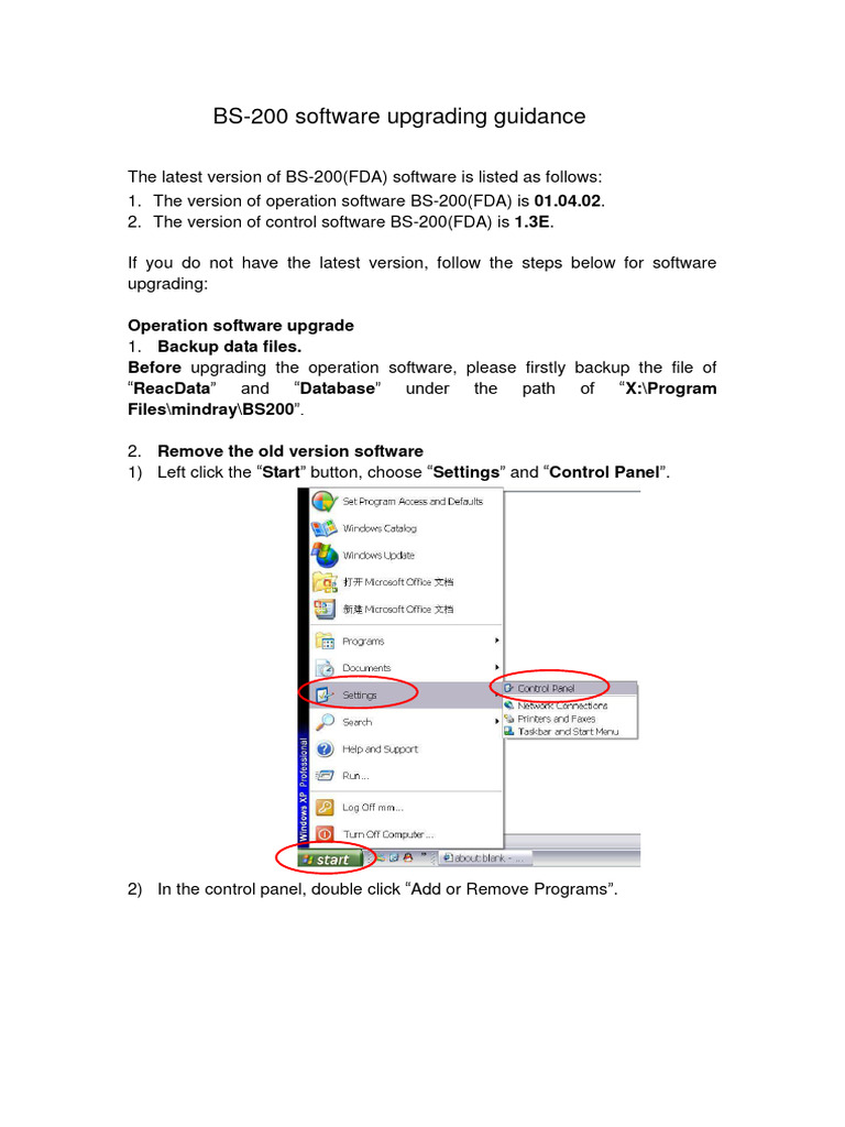 BS-200 software upgrading guidance | PDF