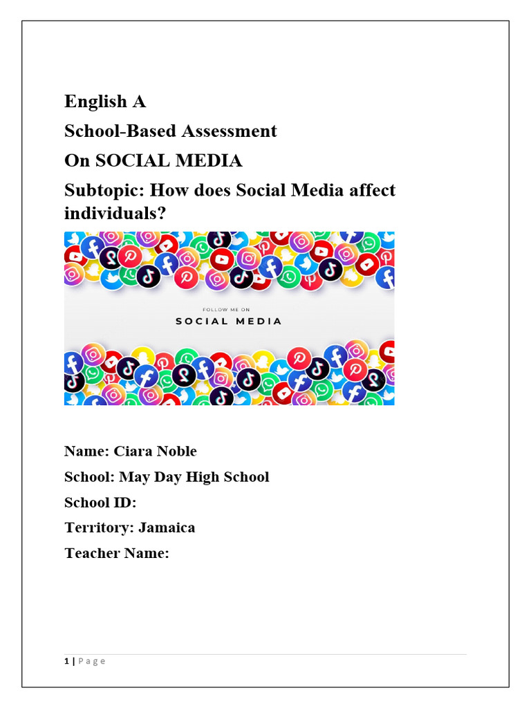 Sba English Draft 1 Ciara | PDF