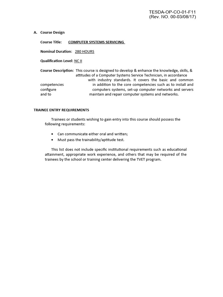 Competency Based Curriculum CSS NC Ii | PDF | Computer Network | Methodology