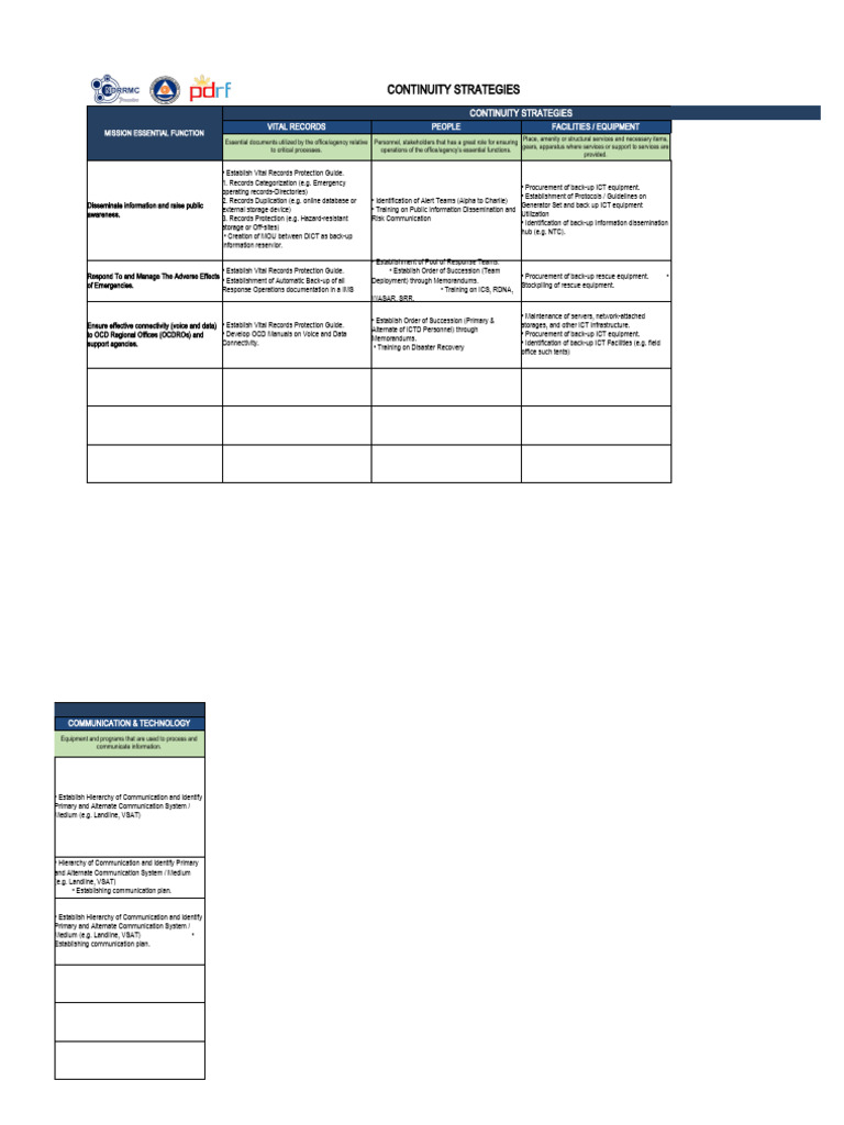 Form 5 - Continuity Strategies - Public Service Continuity | PDF