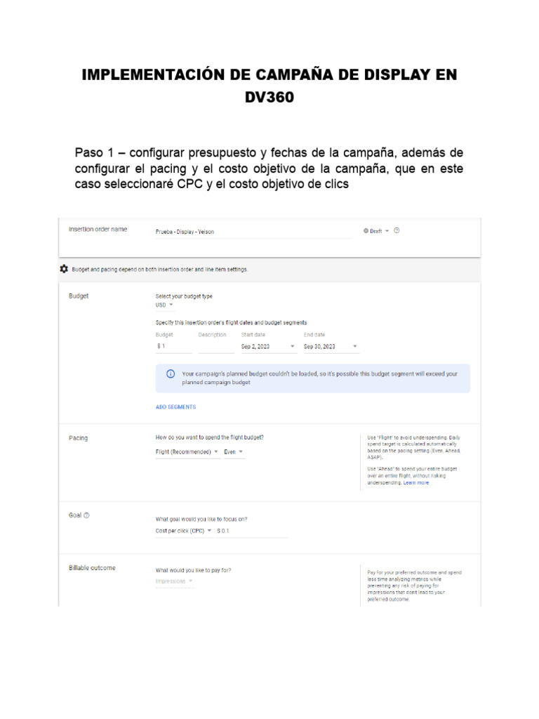 Implementación de Campaña de Display en DV360 | PDF