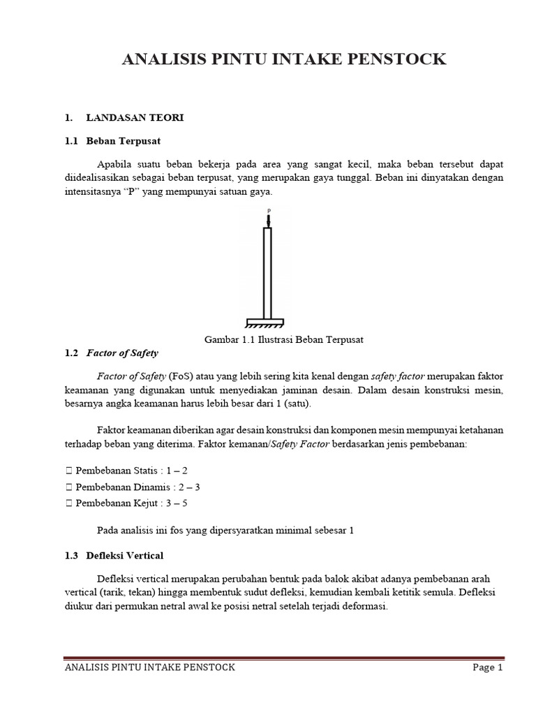 Rev 3 Analisis Pintu Intake Penstock | PDF | Metode & Bahan Ajar ...