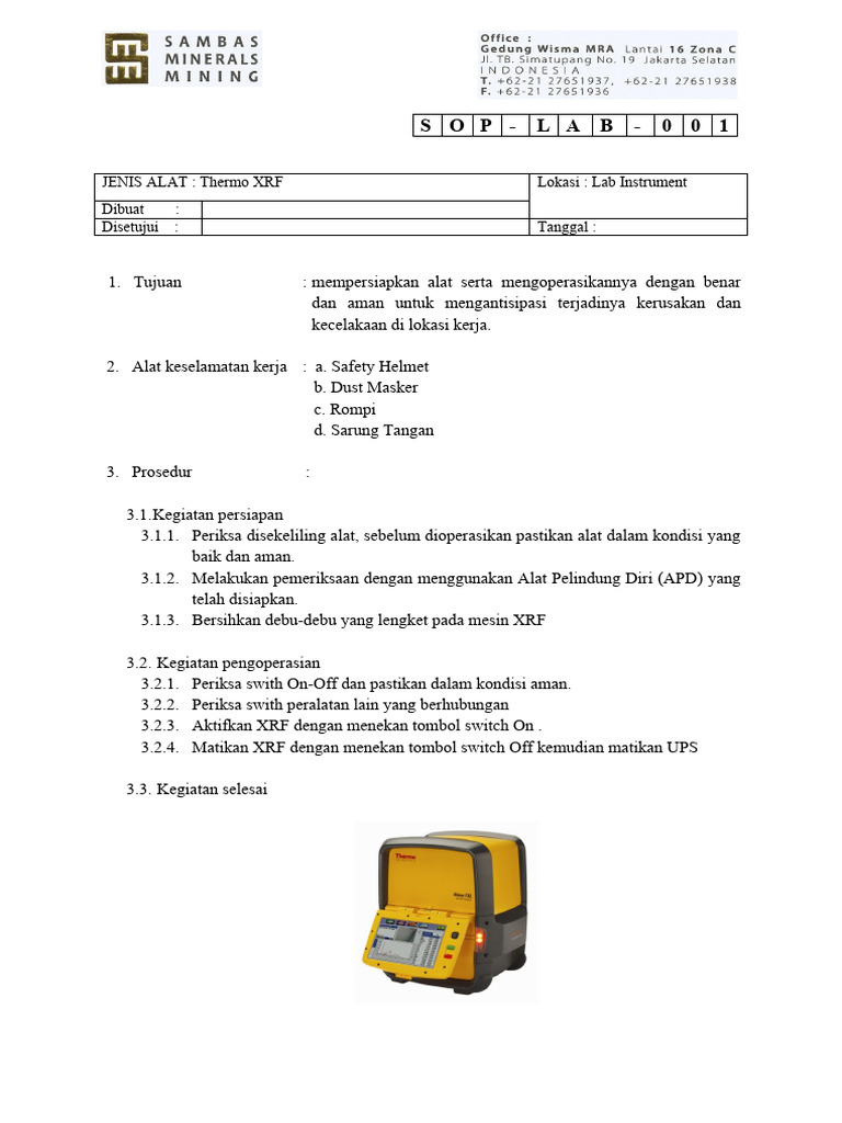 SOP Alat XRF | PDF