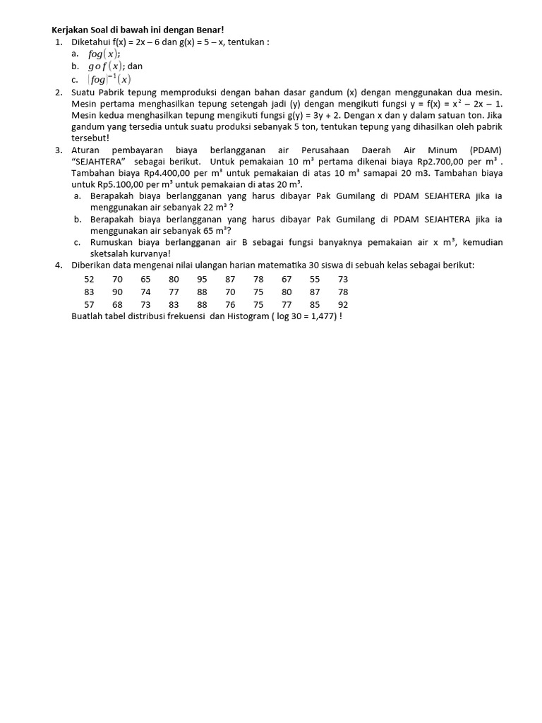 Soal Matematika Umum Kelas 11 Penilaian Tengah Semester 2023#1 | PDF