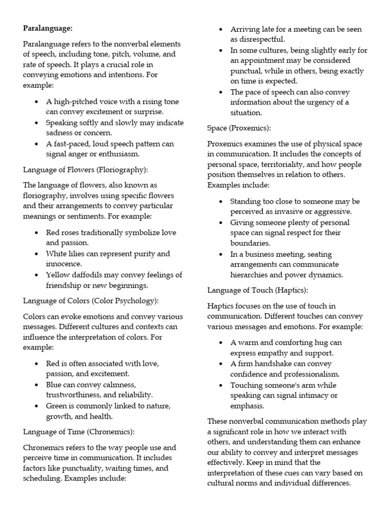 Paralanguage | PDF | Communication | Nonverbal Communication