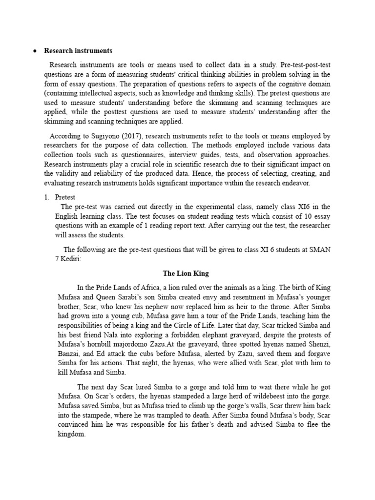 Research Instruments | PDF