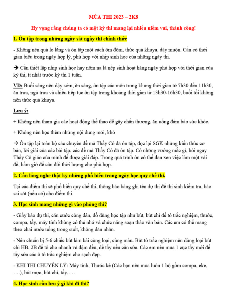 Mùa Thi 2023 - 2K8 | PDF