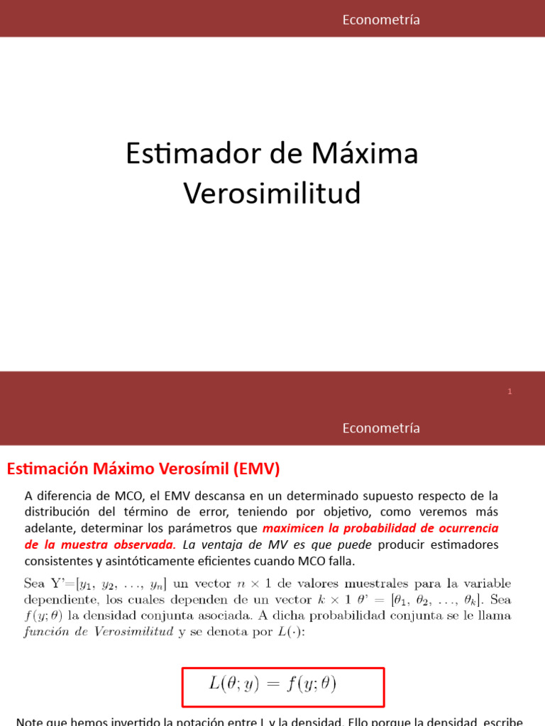 Estimador de Maxima Verosimilitud | PDF | Econometría | Estimador