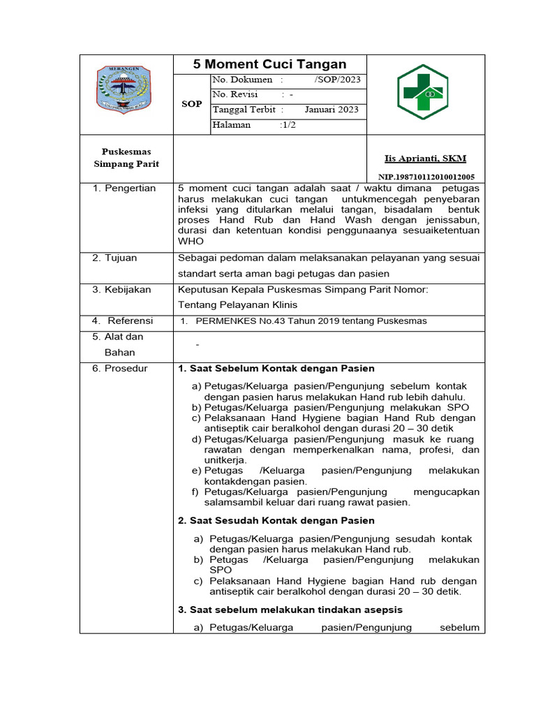 SOP 5 Moment Cuci Tangan | PDF