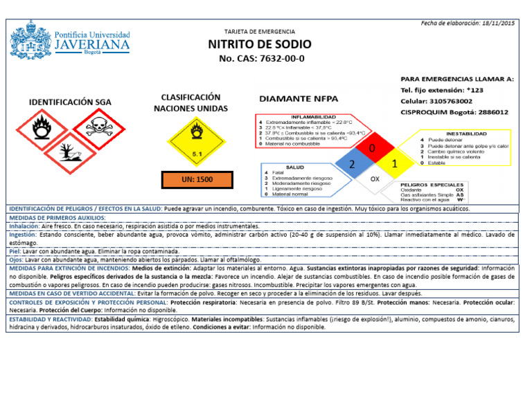 NITRITO DE SODIO TE | PDF | Agua | Nitrito