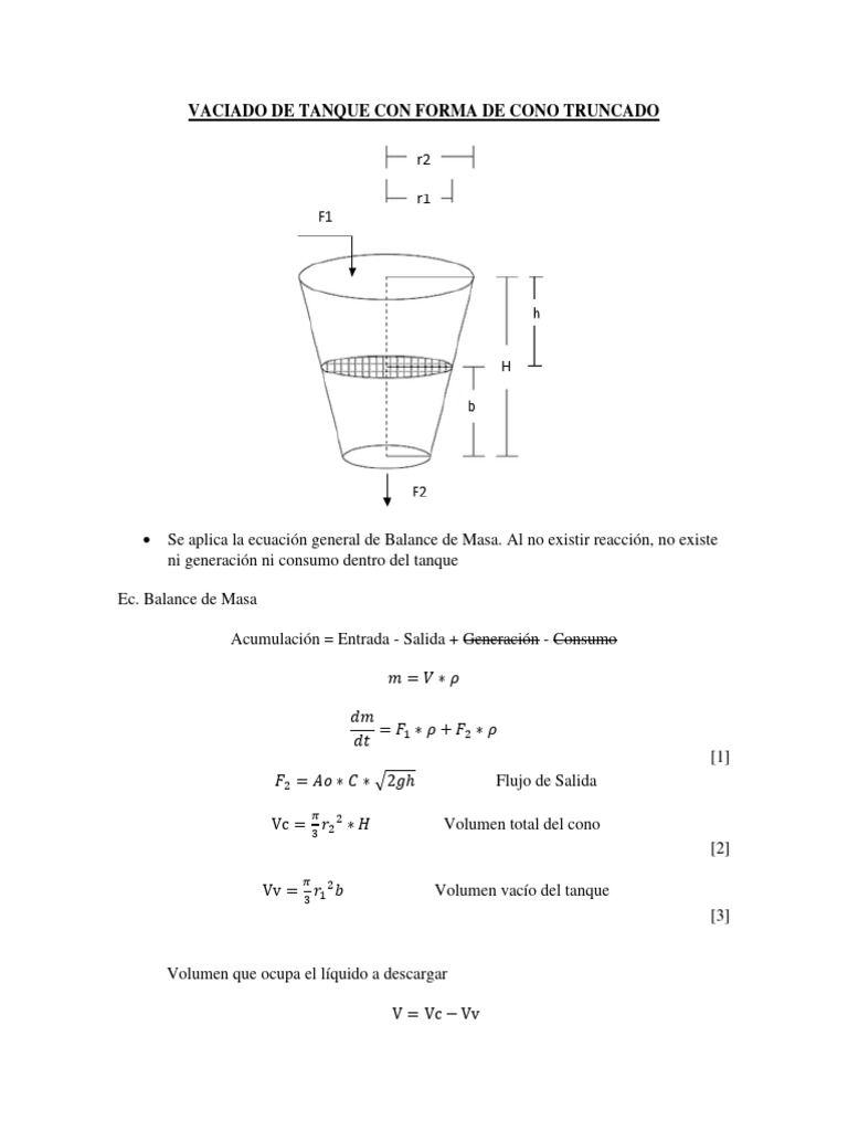 Vaciado de Tanque Cónico Invertido | PDF