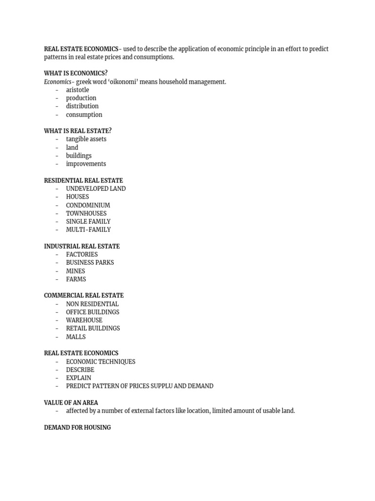Real Estate Economics | PDF | Real Estate Economics | Economics