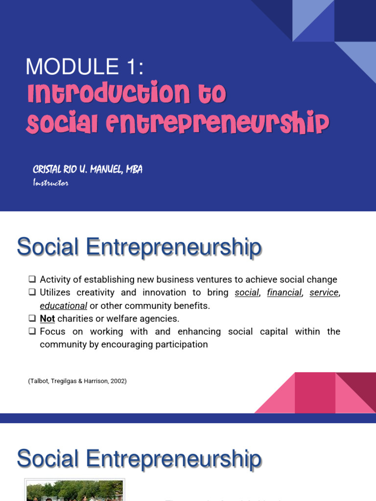 Module 1 Introduction To Social Entrepreneurship | PDF | Grameen Bank ...