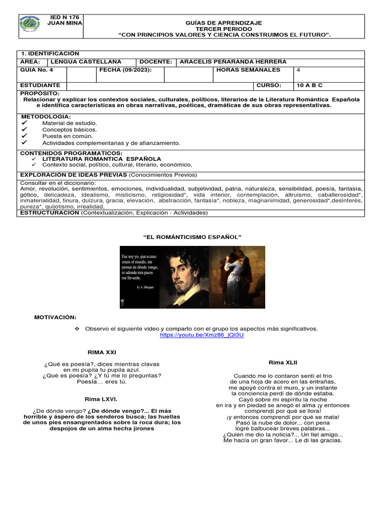 Guia El Romanticismo 10 | PDF