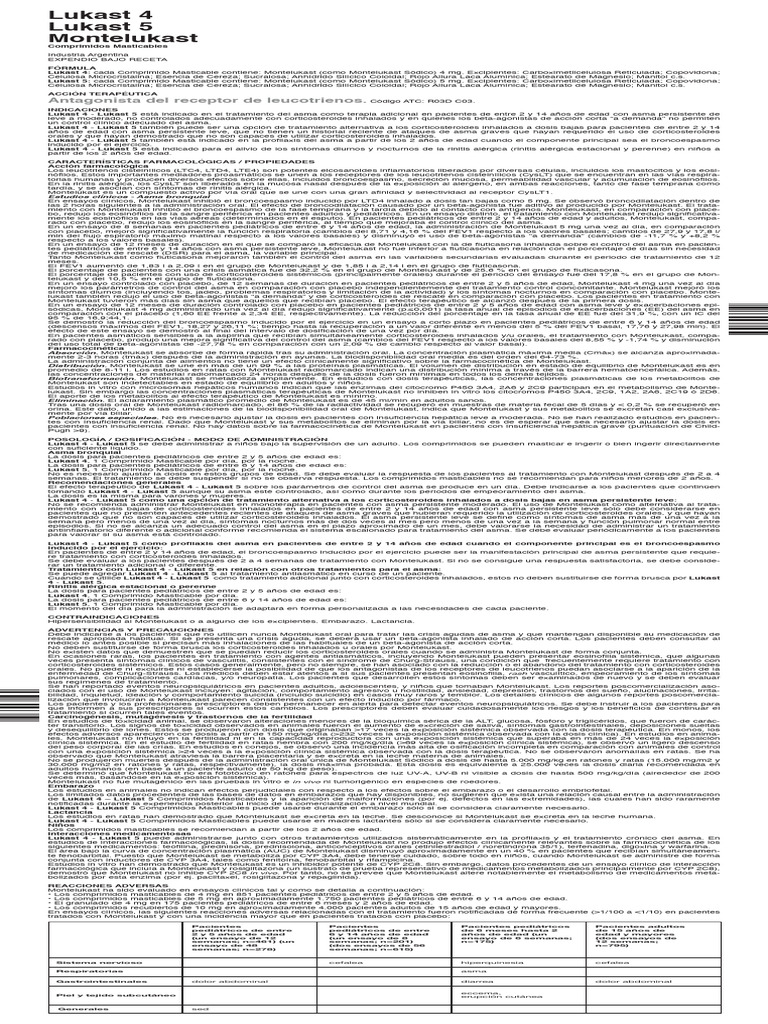 Lukast 4 5 | PDF | Asma | Alergia