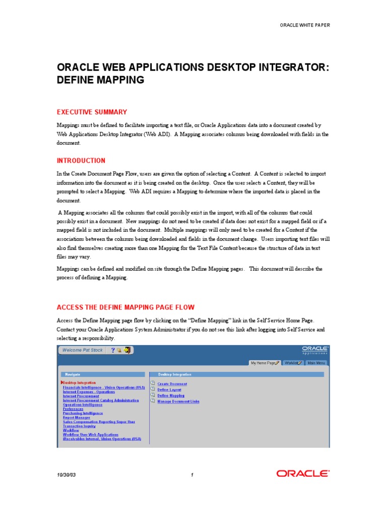 WEBADI Define Mapping | PDF | Oracle Database | Document