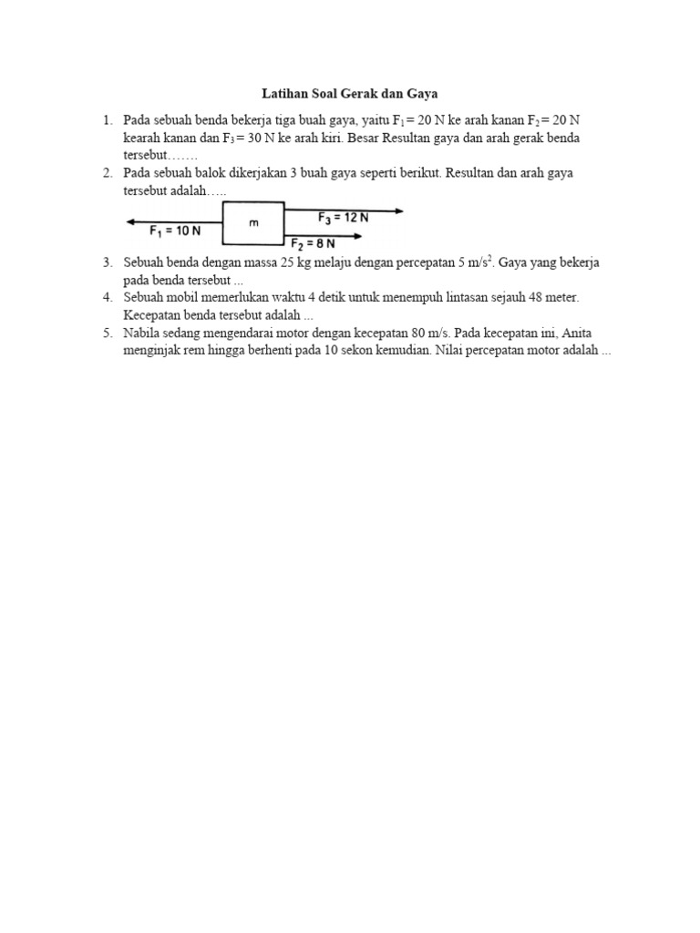 Essay Latihan Gerak Dan Gaya | PDF