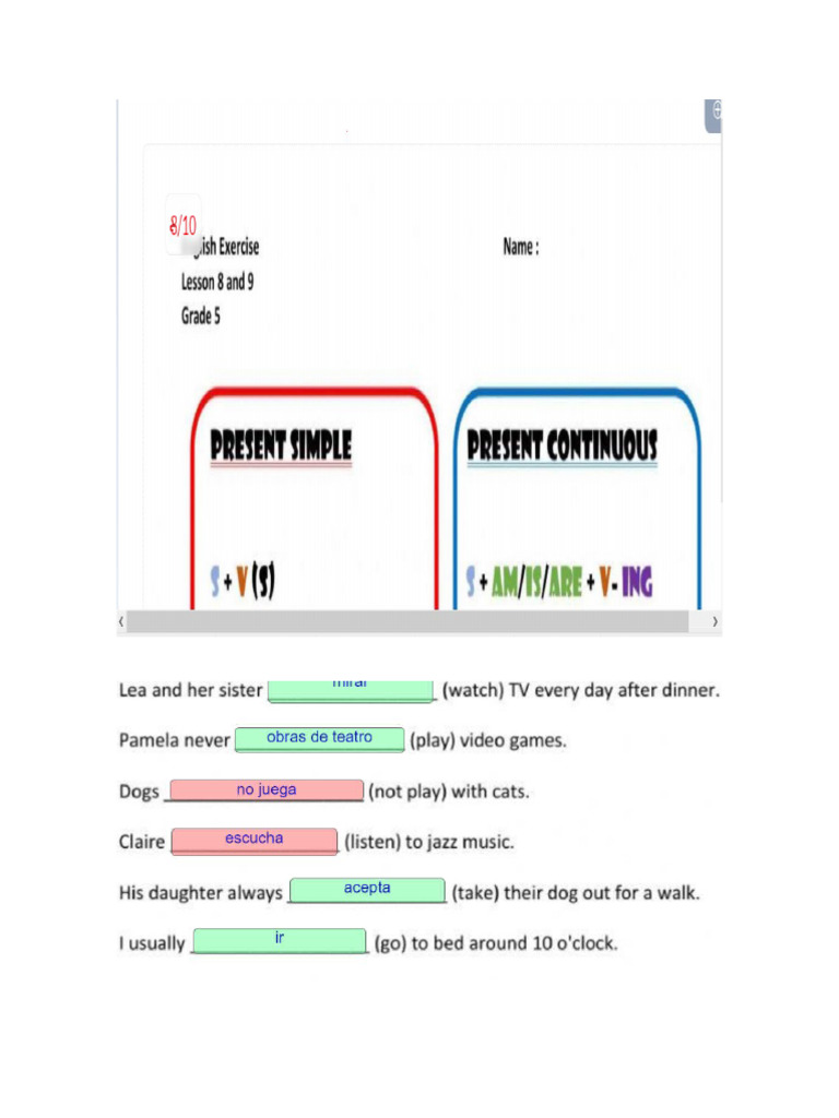 Tarea Simple Presen Vrs Pre. Prog | PDF