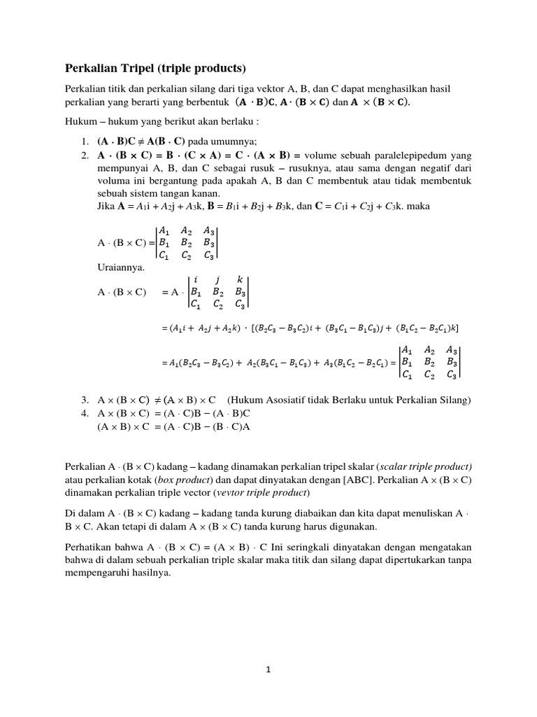 Perkalian Tripel Vektor dan Hukum-Hukumnya | PDF