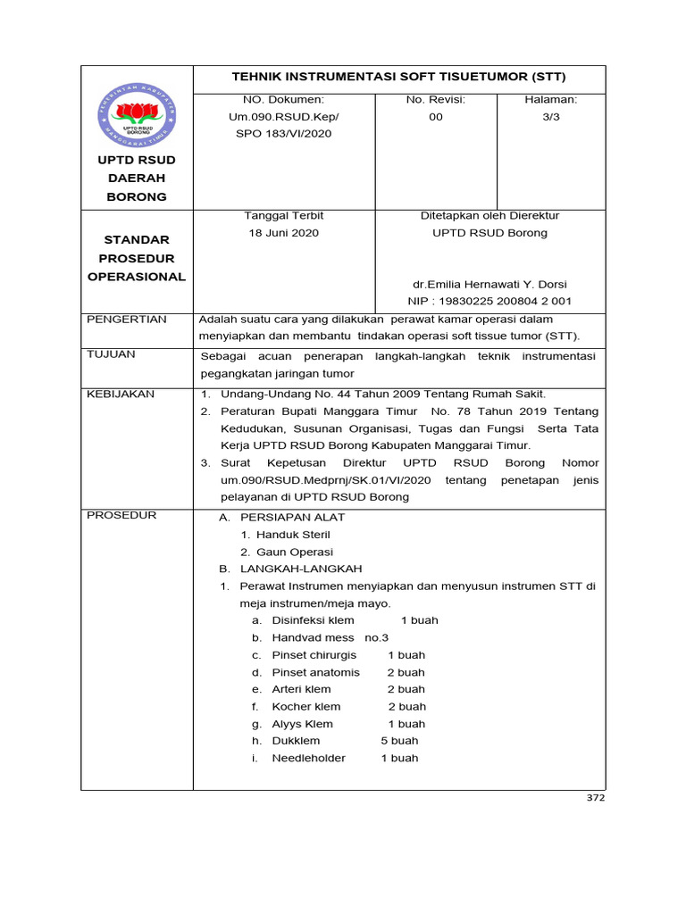 183 Sop Instrumentasi STT | PDF