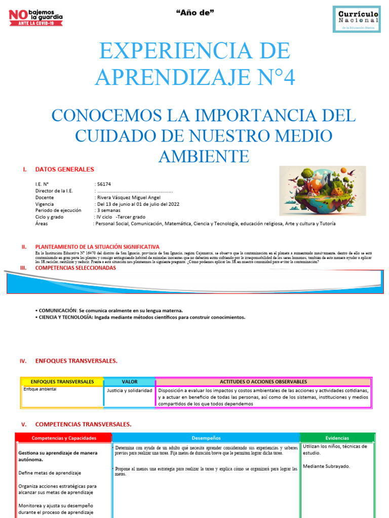 Experiencia de Aprendizaje | Descargar gratis PDF | Aprendizaje | Información
