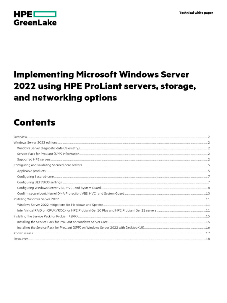 Implementing Microsoft Windows Server 2022 Using HPE ProLiant Servers ...