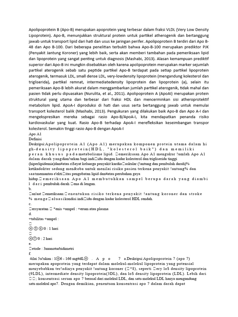 Materi Apo A1 Dan Apo B | PDF