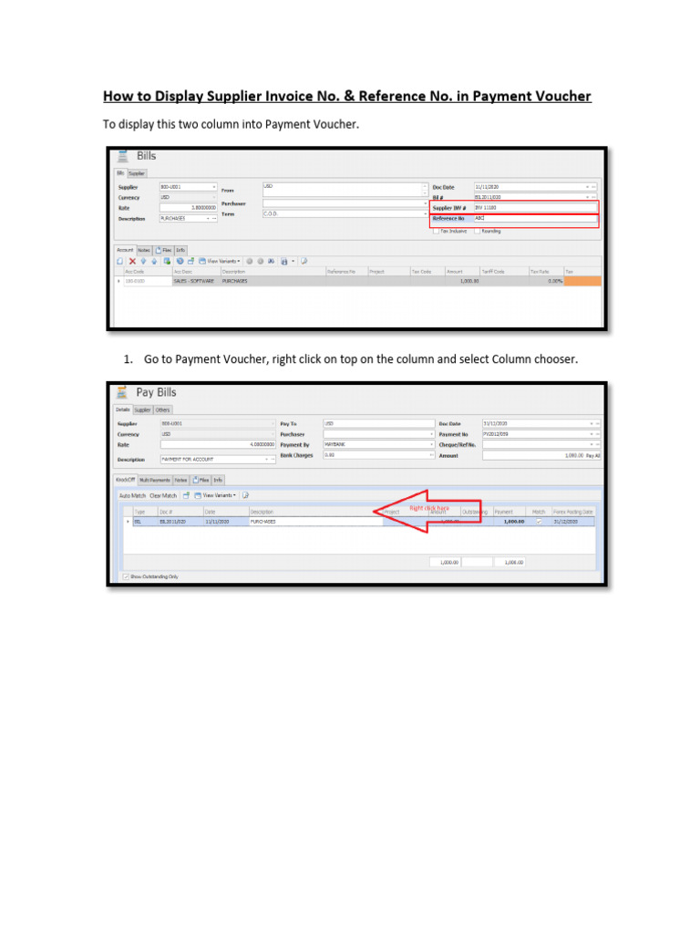 How To Display Supplier Invoice No. - Reference No. in Payment Voucher ...