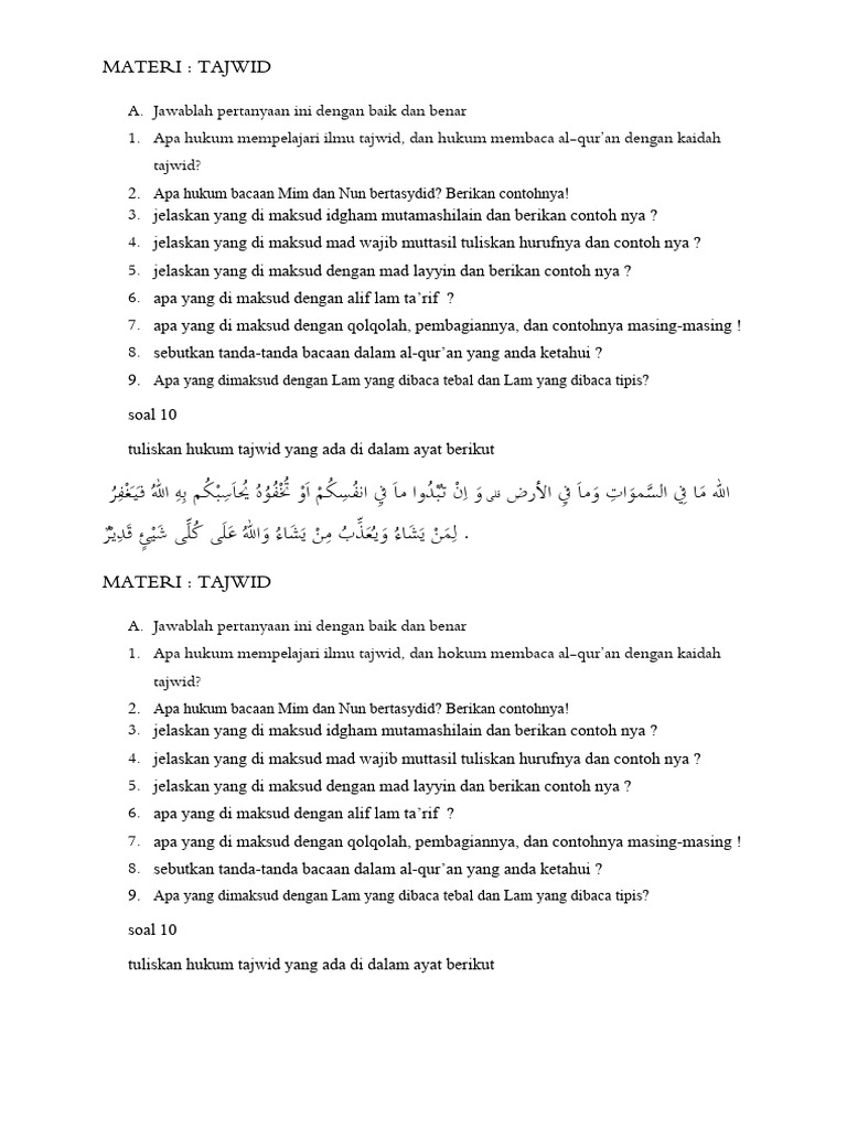 Soal Tajwid | PDF