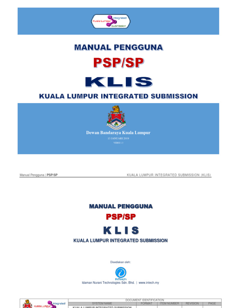 KLIS MANUAL PENGGUNA PSP Version 1-3 | PDF