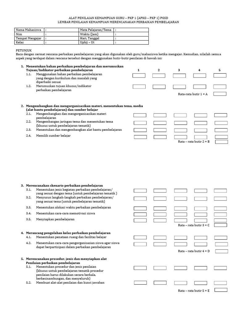 Alat Penilaian Kemampuan Guru (Apkg 1) | PDF