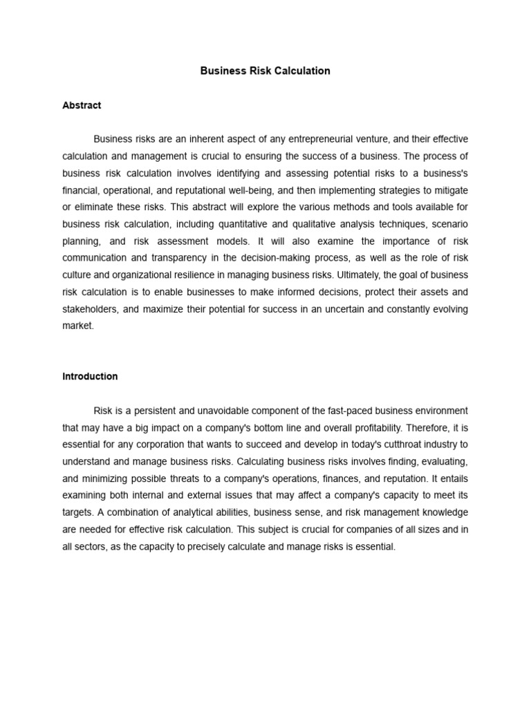 Business Risk Calculation Strategies | PDF | Risk | Risk Management